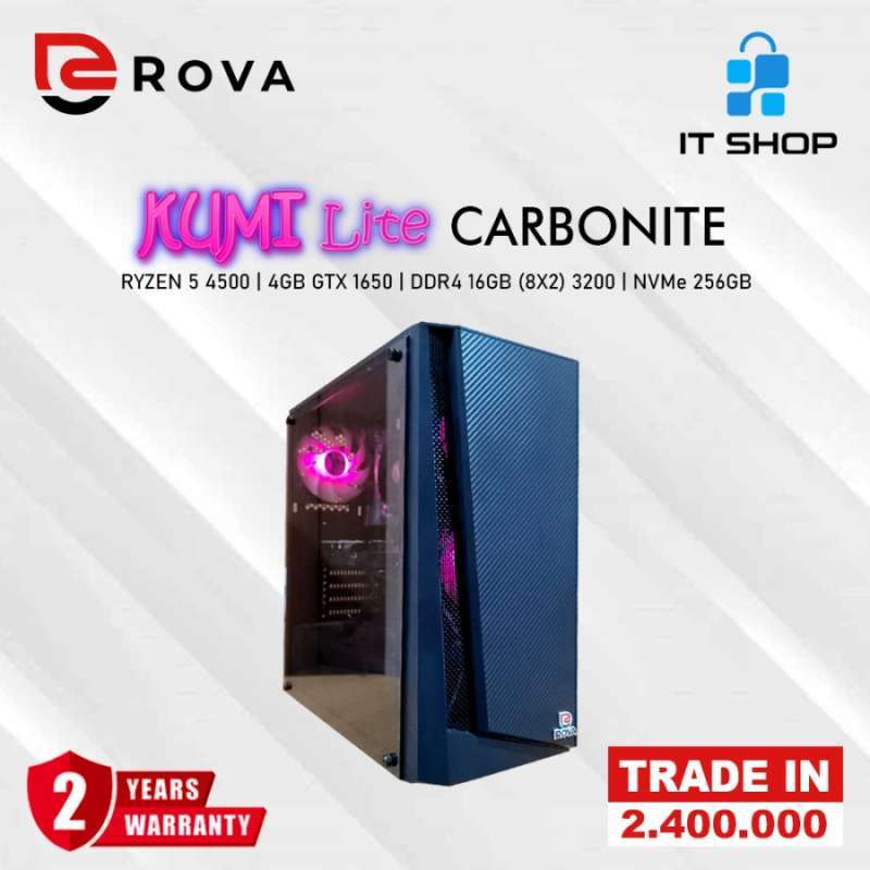 Jual Pc Rakitan Rova Kumi Lite Carbonite / Ryzen 5 4500 / Gtx 1650 ...
