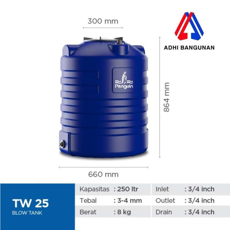 Jual Tangki Tandon Toren Air Penguin 250 Liter Tw 25 (blow Tank) Di ...