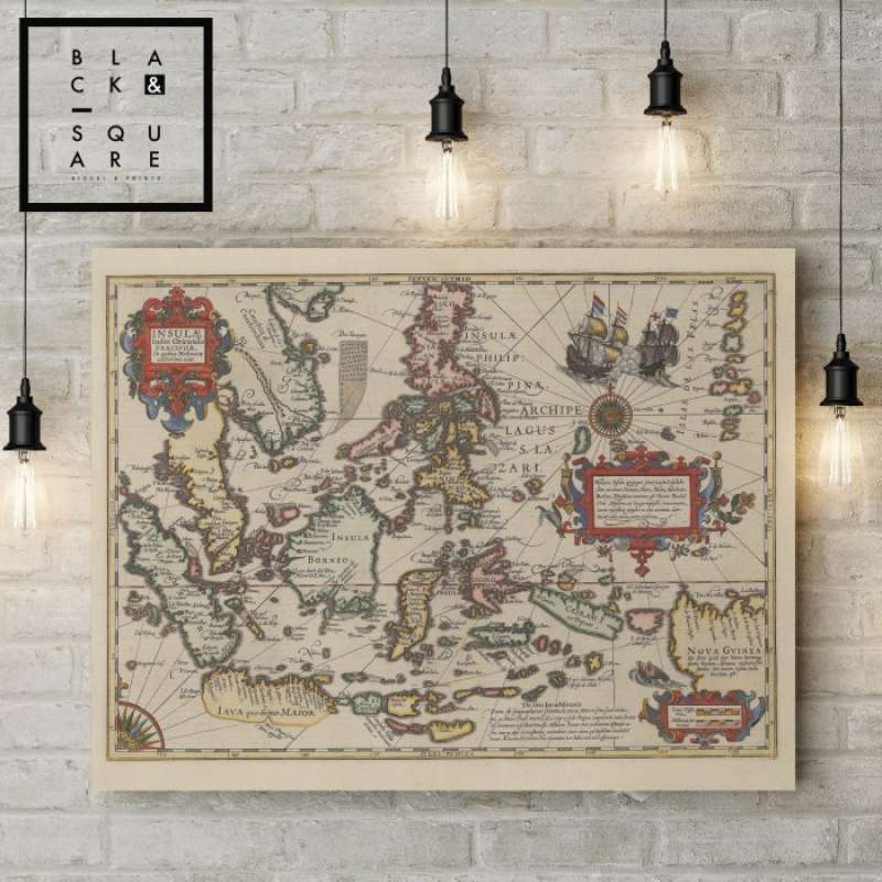 Jual Peta Indonesia Vintage / Antique - Replica Vintage Map + Frame ...