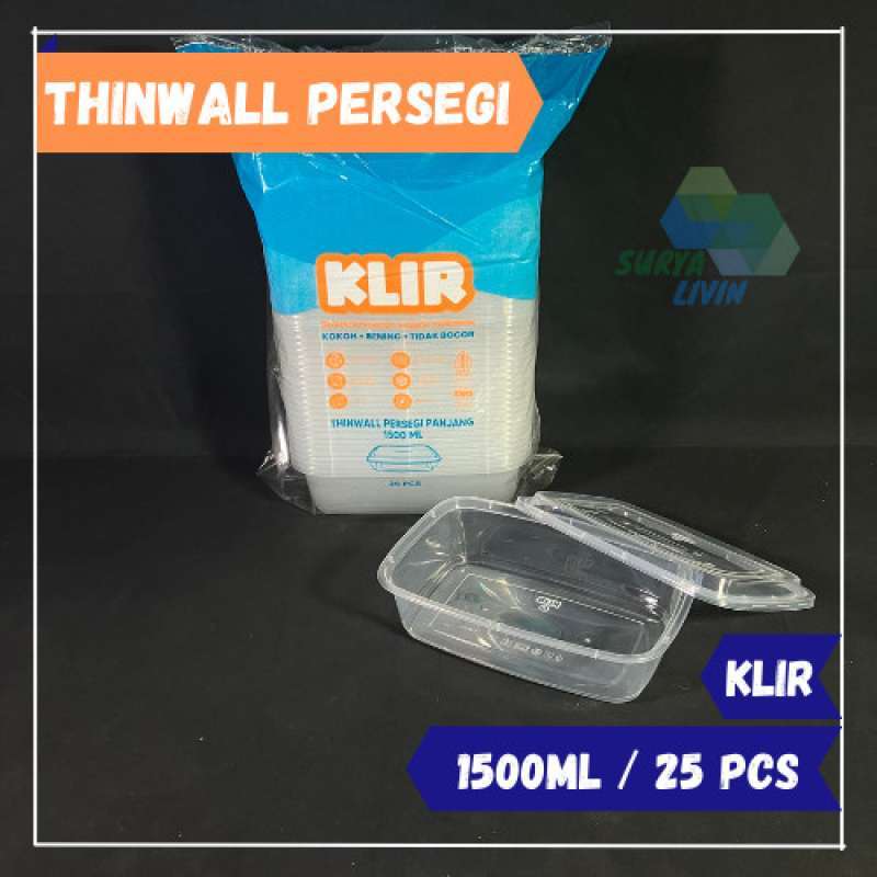 Jual Thinwall Klir / Food Container Persegi Panjang Tutup Cembung 1500 ...