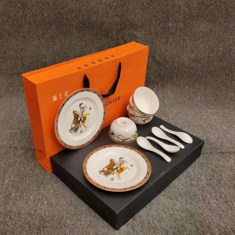 Promo Hermes Alike Piring Mangkuk Sendok Set 10in1 Diskon 23% Di Seller ...
