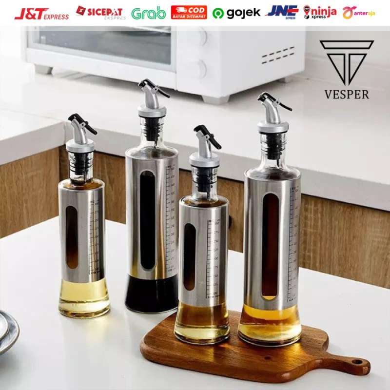 Jual Oil Bottle With Scale 300ml 500ml Botol Kaca Tempat Minyak Saus ...