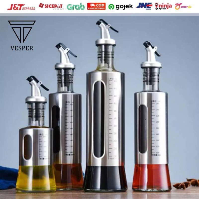 Jual Oil Bottle With Scale 300ml 500ml Botol Kaca Tempat Minyak Saus ...