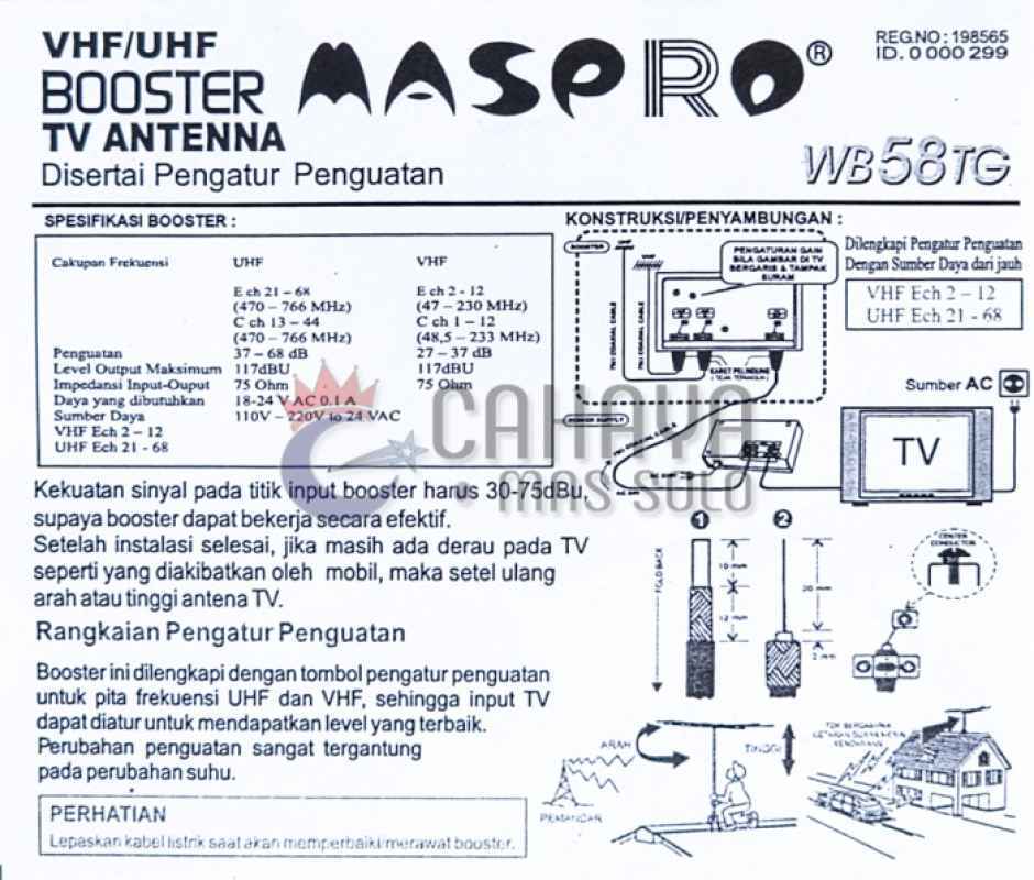 Jual Booster Atas Maspro Wb58tg Uhf Vhf Antena Digital Cocok Untuk Stb Di Seller Doujin ...