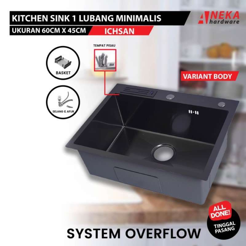 Jual Kitchen Sink Isan 6045 Black / Bak Cuci Piring Hitam Sus304 - Type ...