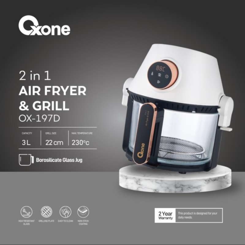 Jual Oxone Ox-197d 2 In 1 Air Fryer And Grill Multi Function Easy Grill ...