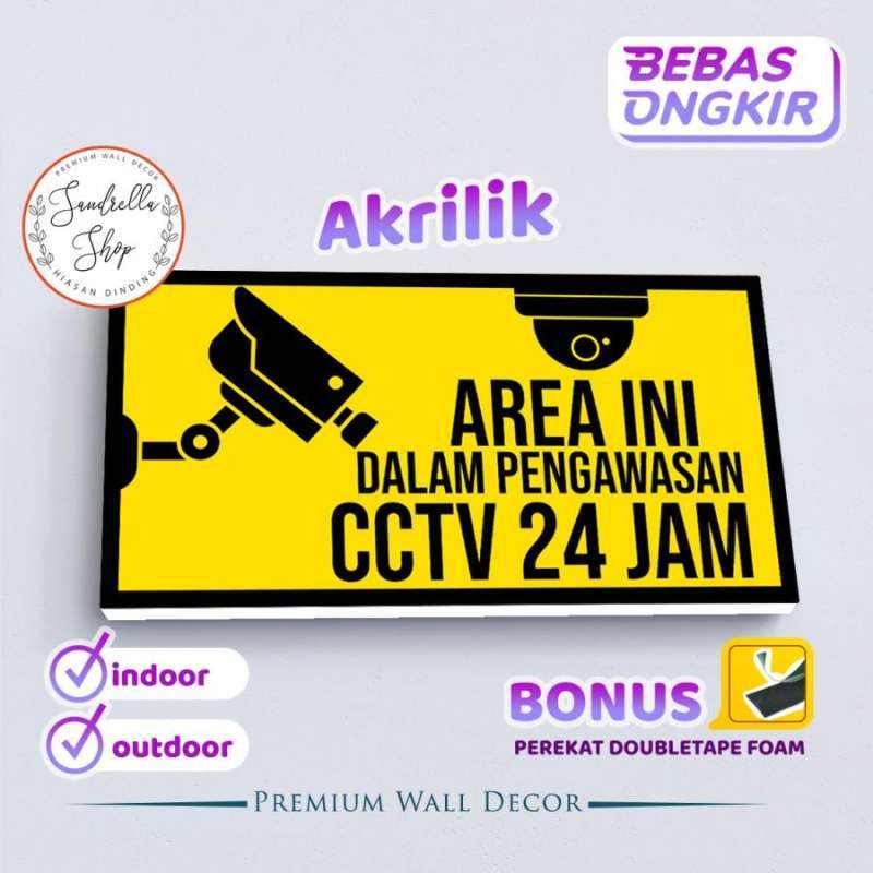 Jual Acrylic Sign Board Akrilik Label Cctv 24 Jam - 15x30cm Cctv ... Jual Acrylic Sign Board Akrilik Label Cctv 24 Jam - 15x30cm Cctv ...