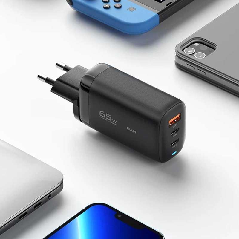 Jual Kepala Charger Usb Fast Charging Multi Port Pd Qc 3.0 Gan 65w Es ...