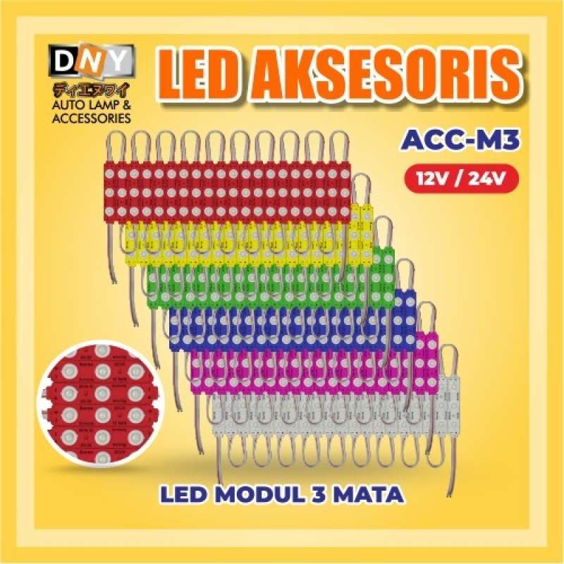 Promo Lampu Led 3 Mata 24 V 3 Watt Modul Led 3 Titik Variasi Truk Bus ...