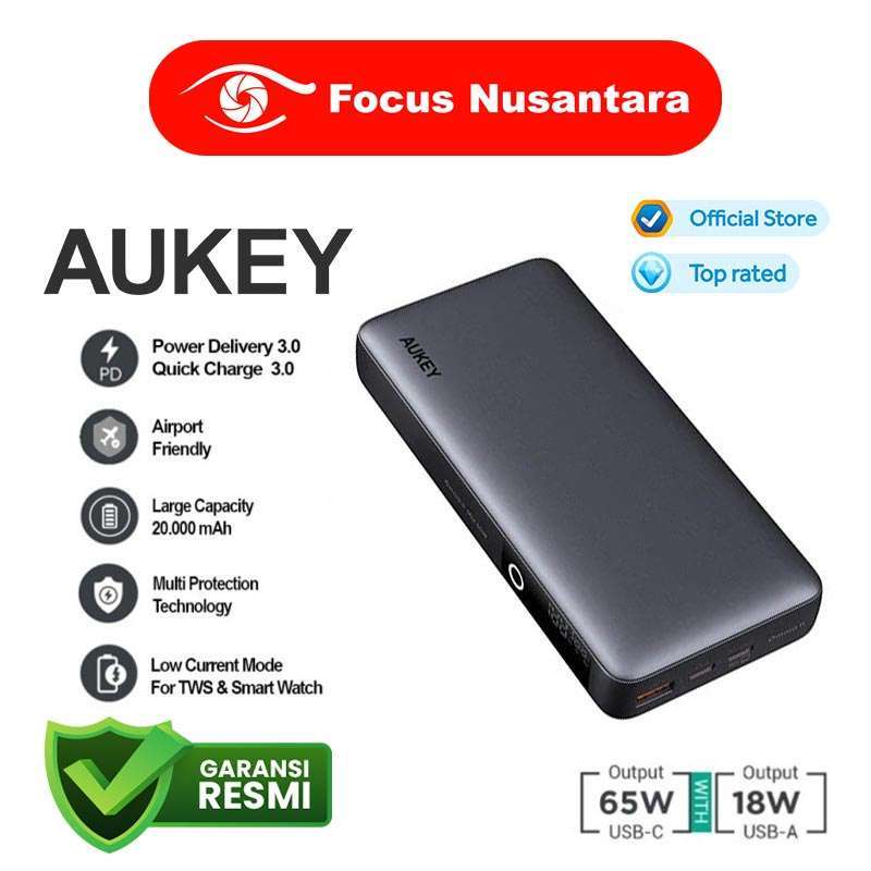 Jual Aukey Powerbank 20000mah Pb-y43 Sprint X 20k 65w Portable Power Bank With Pd3.0 (gray ...