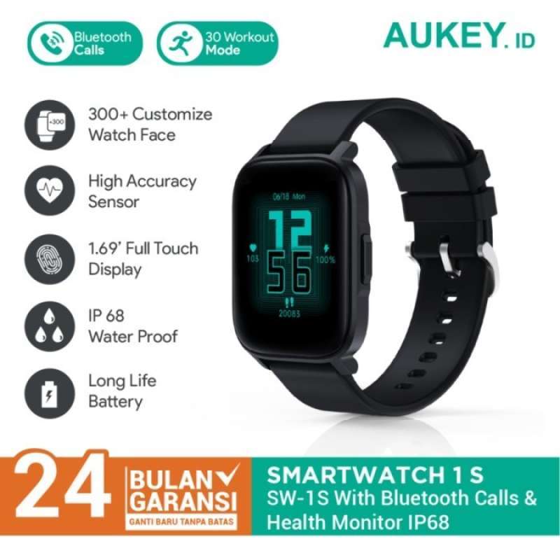 Jual Smartwatch Aukey Sw-1s With Bluetooth Calls & Health Monitor Ip68 Di Seller Zenin ...