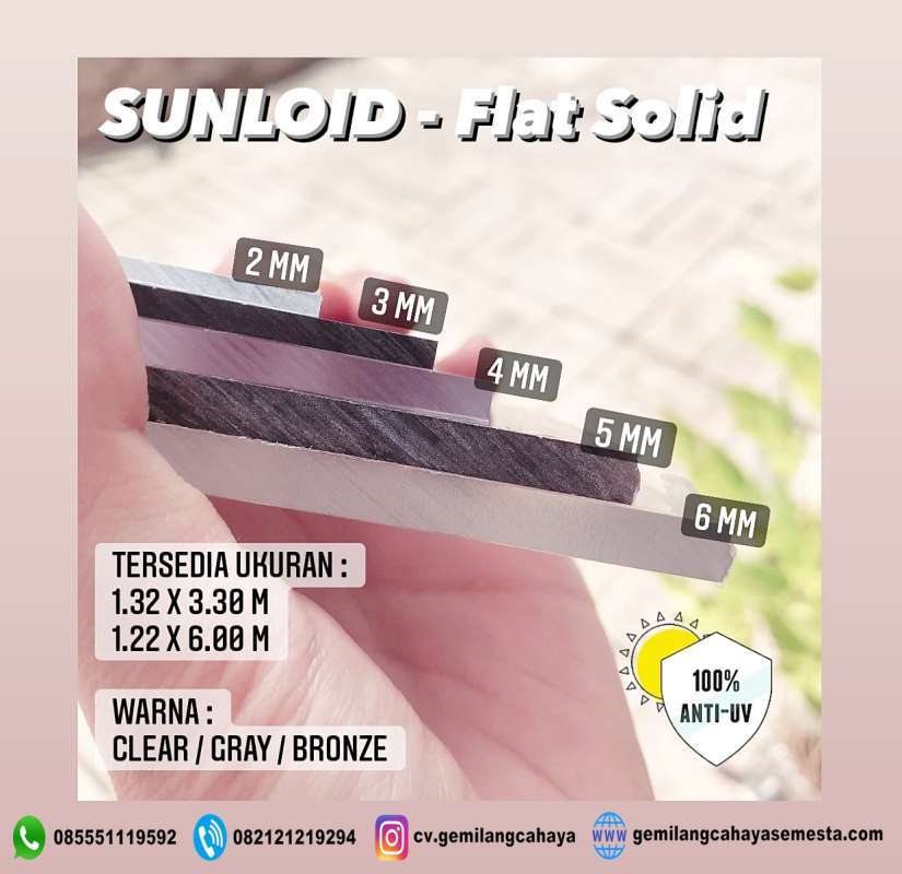 Jual Sunloid Flat ( 5 Mm ) Atap Transparan Solid / Atap Polycarbonate Sheet Di Seller Gemilang ...