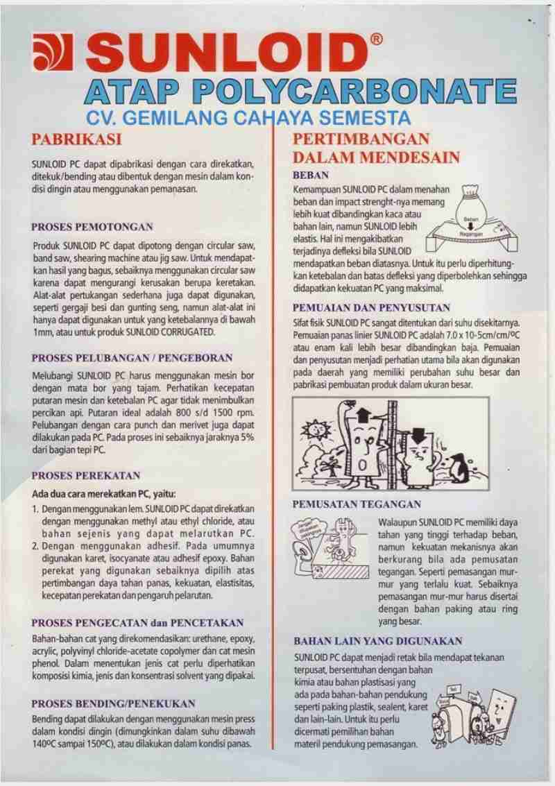 Jual Sunloid Flat ( 5 Mm ) Atap Transparan Solid / Atap Polycarbonate Sheet Di Seller Gemilang ...