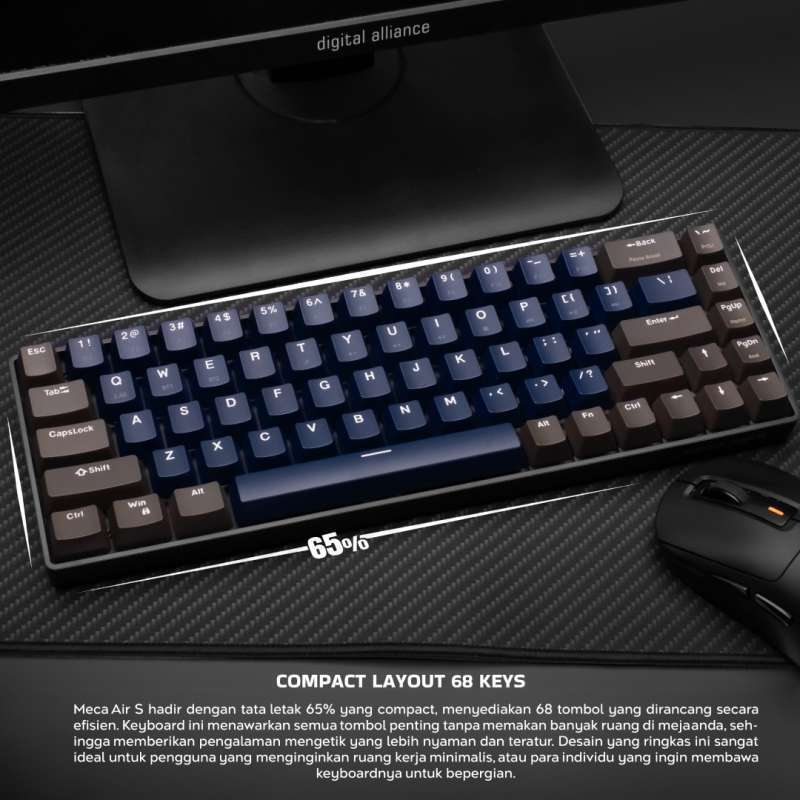 Jual Keyboard Gaming Digital Alliance 65% Wireless Bluetooth Dual Mode Mechanical Outemu Meca ...