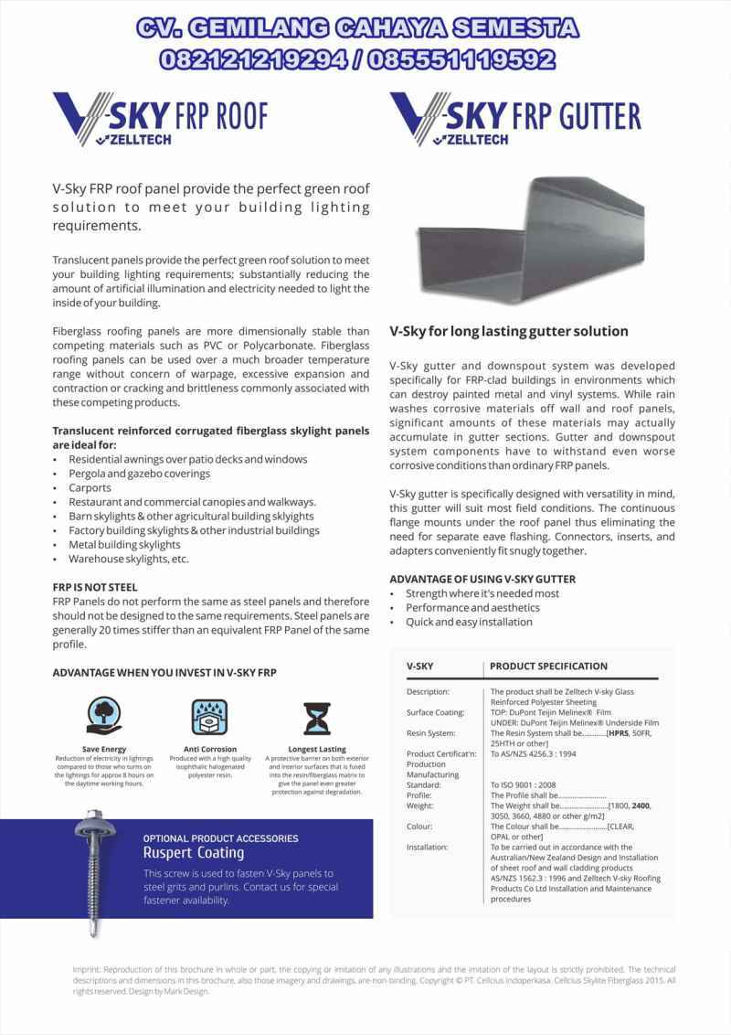 Jual V-sky Frp Roof ( 1,5 Mm ) / Atap Fiberglass / Atap Transparan Di ...