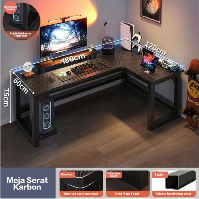 Jual Meja Gaming Bahan Carbon Berkualitas / Meja Komputer Import / Meja ...