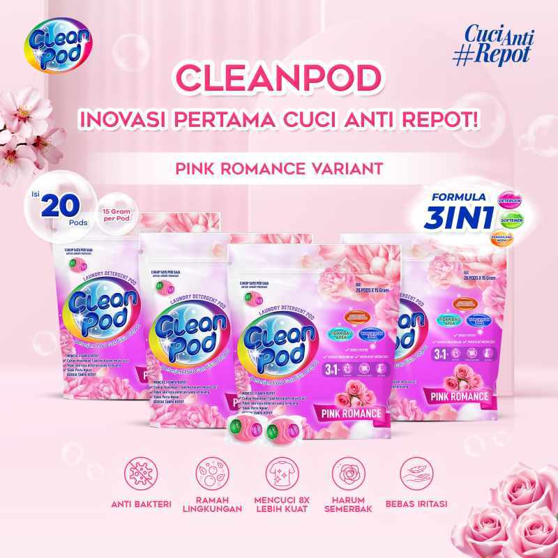 Jual Cleanpod 4 Pack Of Pink Romance Scent Laundry Pod Detergent/deterjen Pod (1 Pack Isi 20 ...
