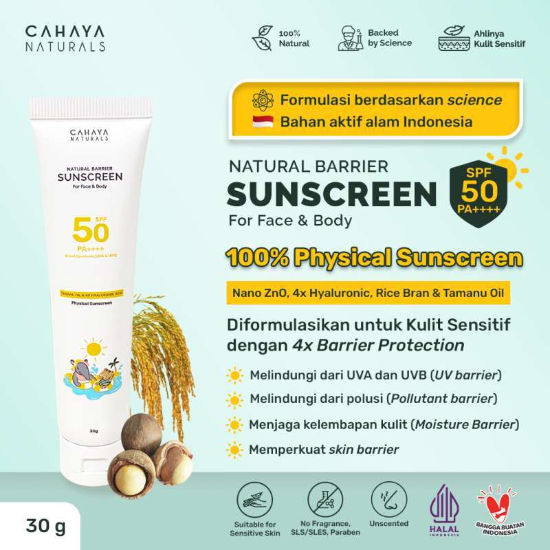 Jual Cahaya Naturals Physical Sunscreen Spf 50 Pa++++ Dengan 4x Barrier ...