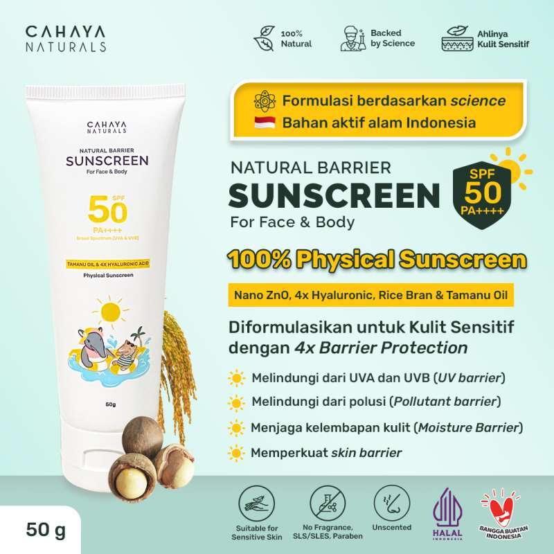 Jual Cahaya Naturals Physical Sunscreen Spf 50 Pa++++ Dengan 4x Barrier Protection Dari Uv Dan ...