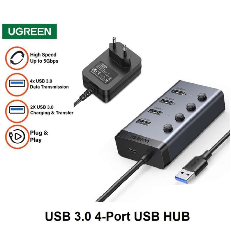 Jual Ugreen Usb Hub 3.0 Powered Usb Hub 7 Port With Dc Adapter 90307 ...