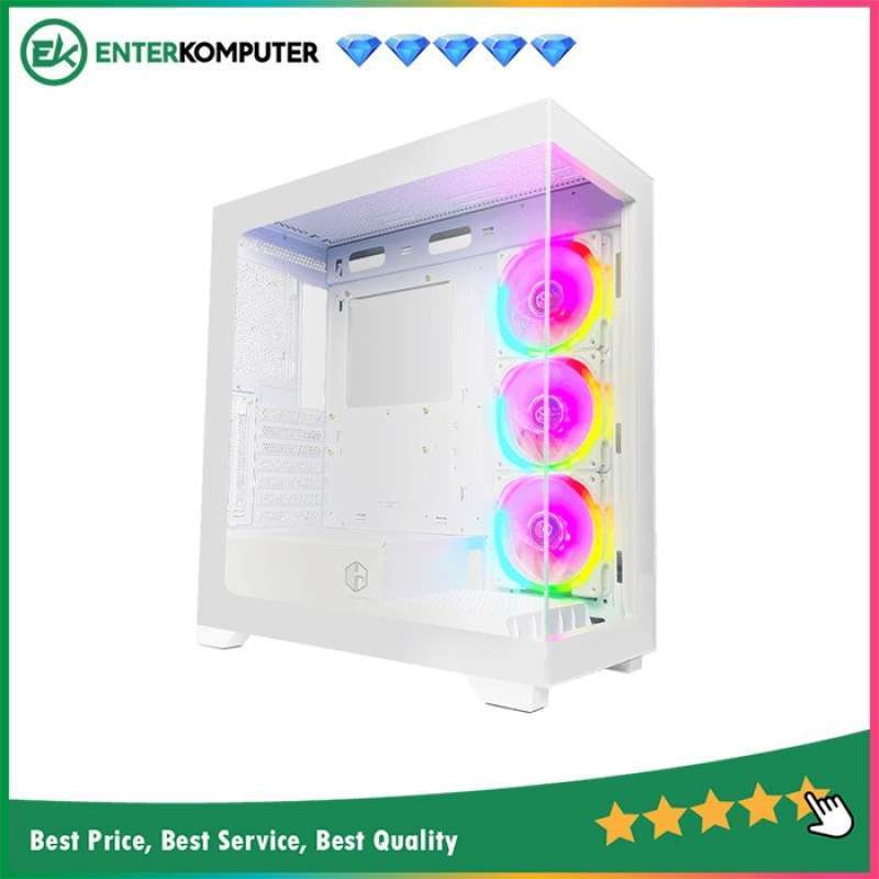 Jual Casing Cube Gaming Premium Renvor White - Atx Gaming Case Di ...