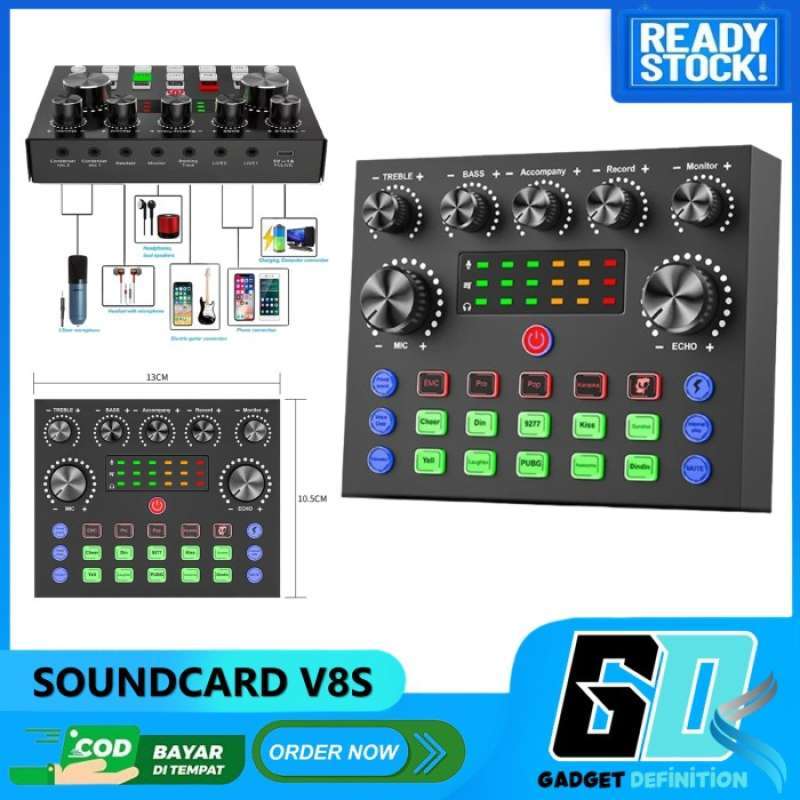 Jual Sound Card V8s Live Mixer Audio Usb External Soundcard Broadcast ...