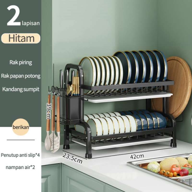 Promo Rak Piring Stainless Dapur Rak Cuci Piring Rak Penyimpanan Piring ...