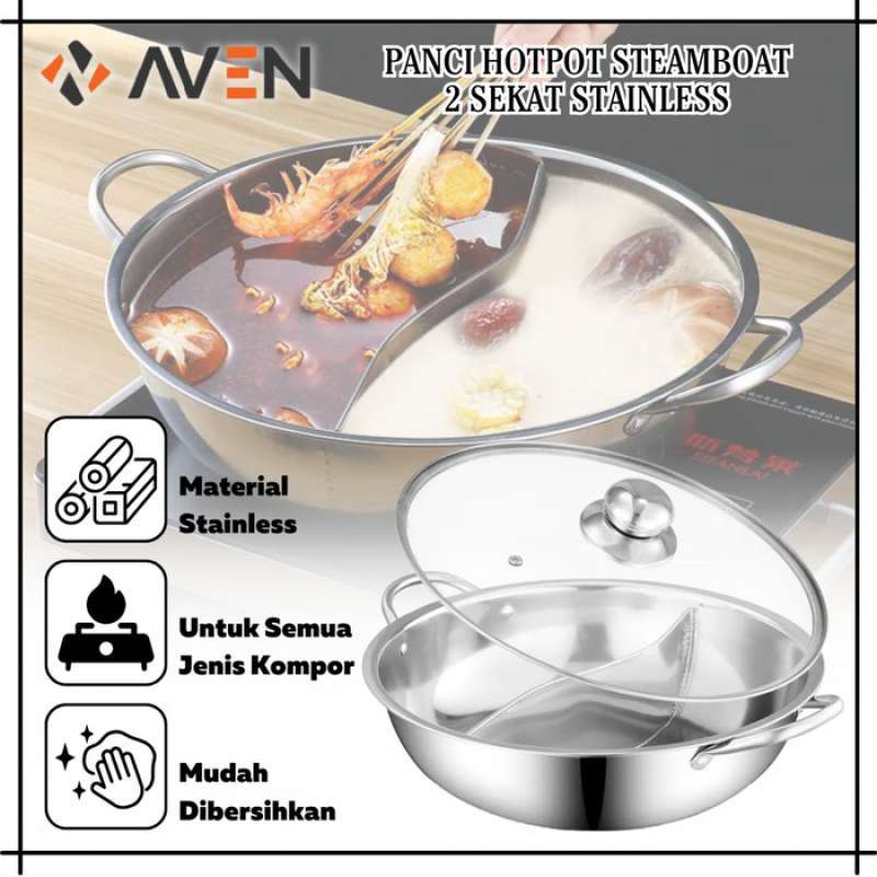 Promo Panci Hotpot Steamboat 2 Sekat Stainless Mangkok Shabu Suki Pan ...