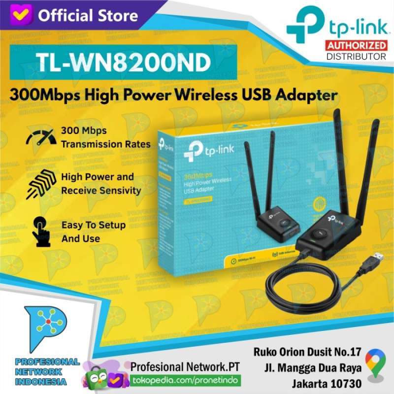 Jual Tp-link 300mbps High Power Wireless Usb Adapter Tl-wn8200nd Di ...