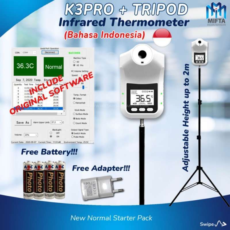 Promo K3 Pro & Tripod / Thermometer Infrared / Termometer Digital / K3 ...