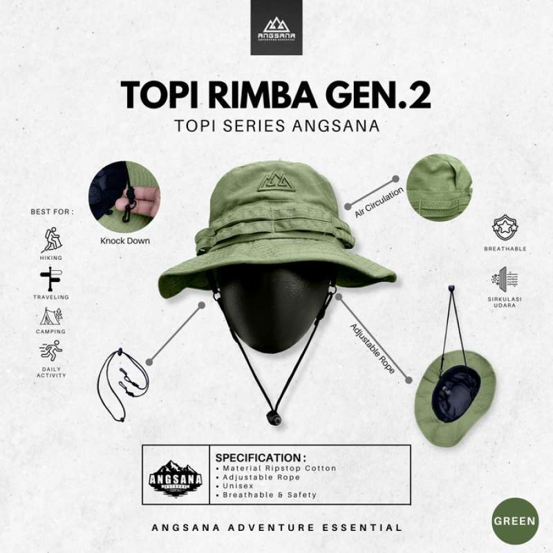 Jual Topi Rimba Angsana Seri Signature Adjustable Rope - Abu Tua Di ...