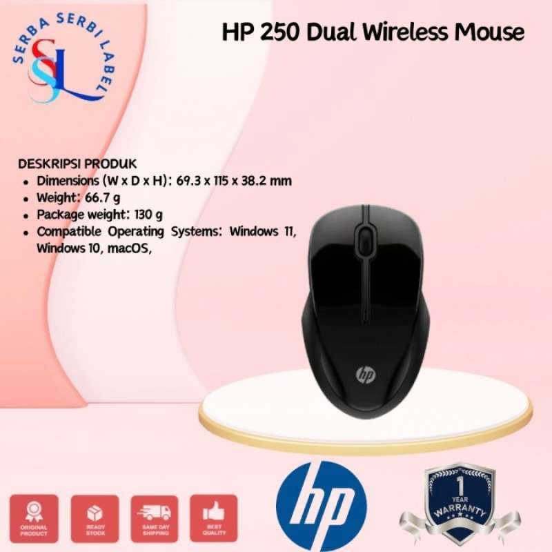 Promo 100% Produk Ori Mouse Hp 250 Dual Wireless Mouse Hp250 Original ...