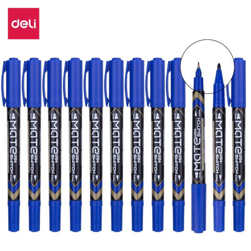 Jual Deli Eu10430 (box) Permanent Marker/spidol Permanen-biru 12 Pcs Di ...