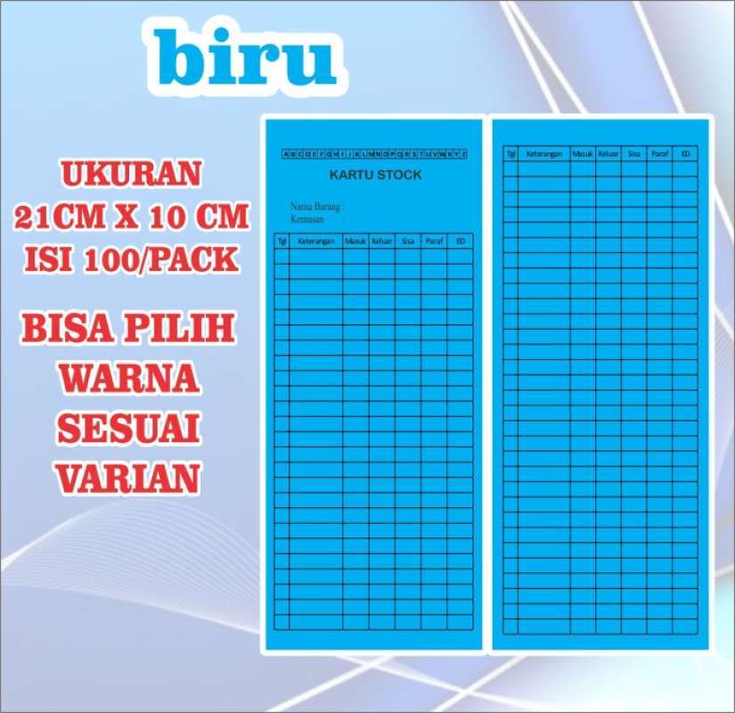 Jual Kartu Stok Obat Isi 100 Lembar Bolak Balik Kartu Stok Barang Di ...