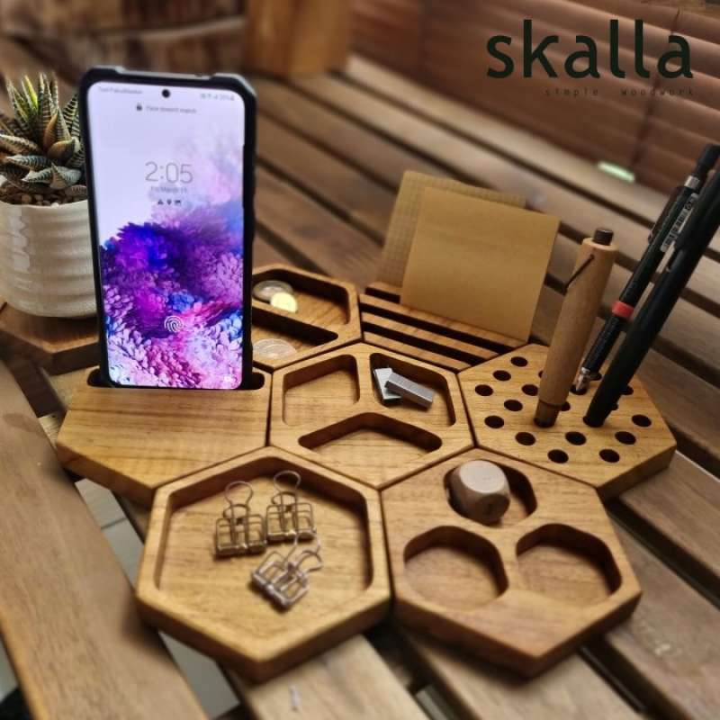 Jual Desk Organizer Stationery Storage Box Tempat Pensil Aesthetic Kayu ...