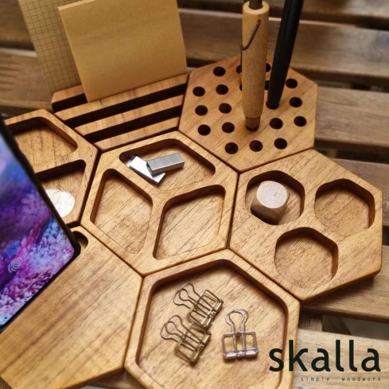 Jual Desk Organizer Stationery Storage Box Tempat Pensil Aesthetic Kayu ...