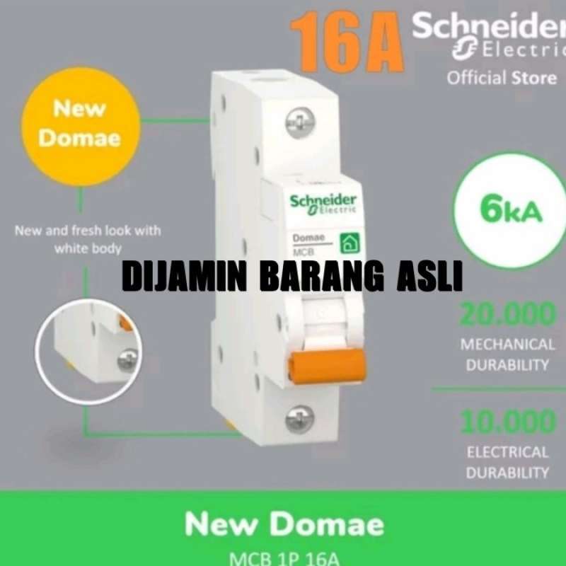 Promo Schneider Mcb New Domae 1phase 16a 1 Phase 16 A Ampere 1p Domf01116 - Tanpa Bubble A9 ...