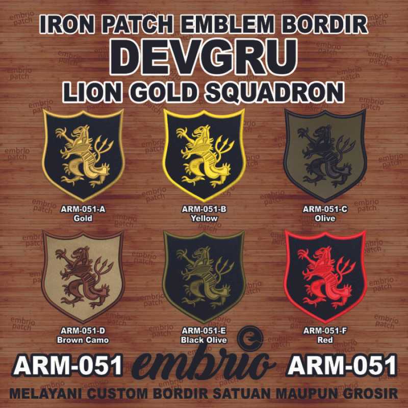Jual Arm-050 Patch Devgru Lion Gold Squadron Team 6 Us Naval Nswd Navy Seal - Arm-051-a Gold Di ...