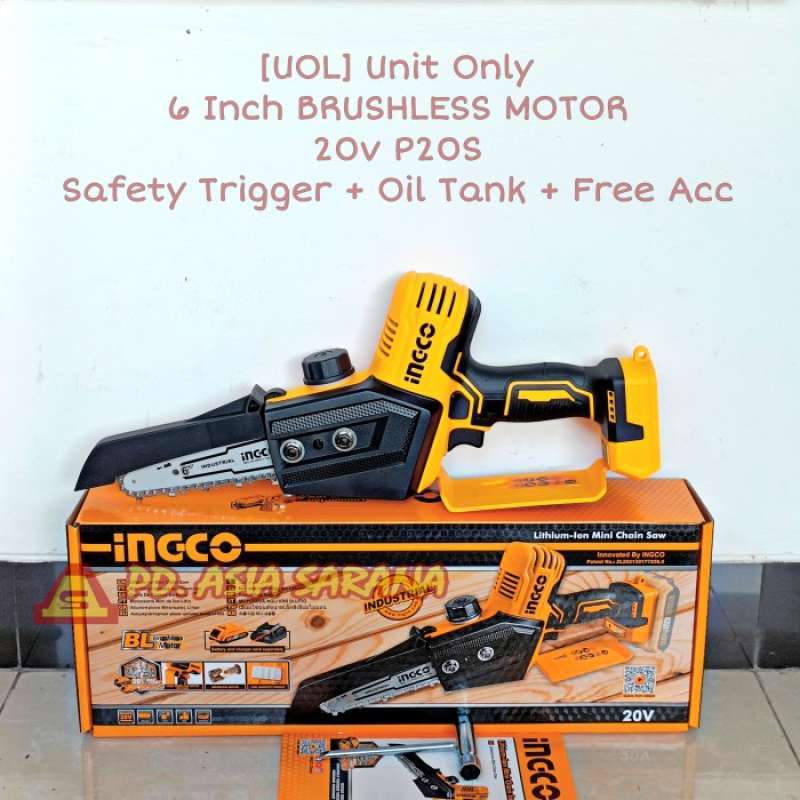 Promo Cordless Mini Chainsaw 6 Brushless Ingco Cgsli2068 Mesin Gergaji ...