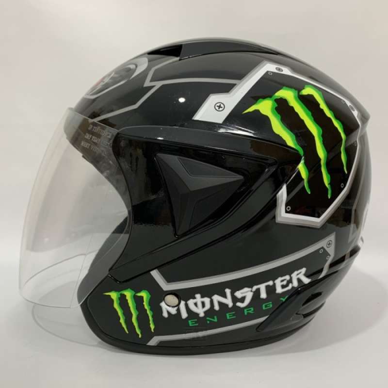 Jual Helm Jp13 Monster Energy Hitam Glossy Half Face Helm Dewasa Sni ...