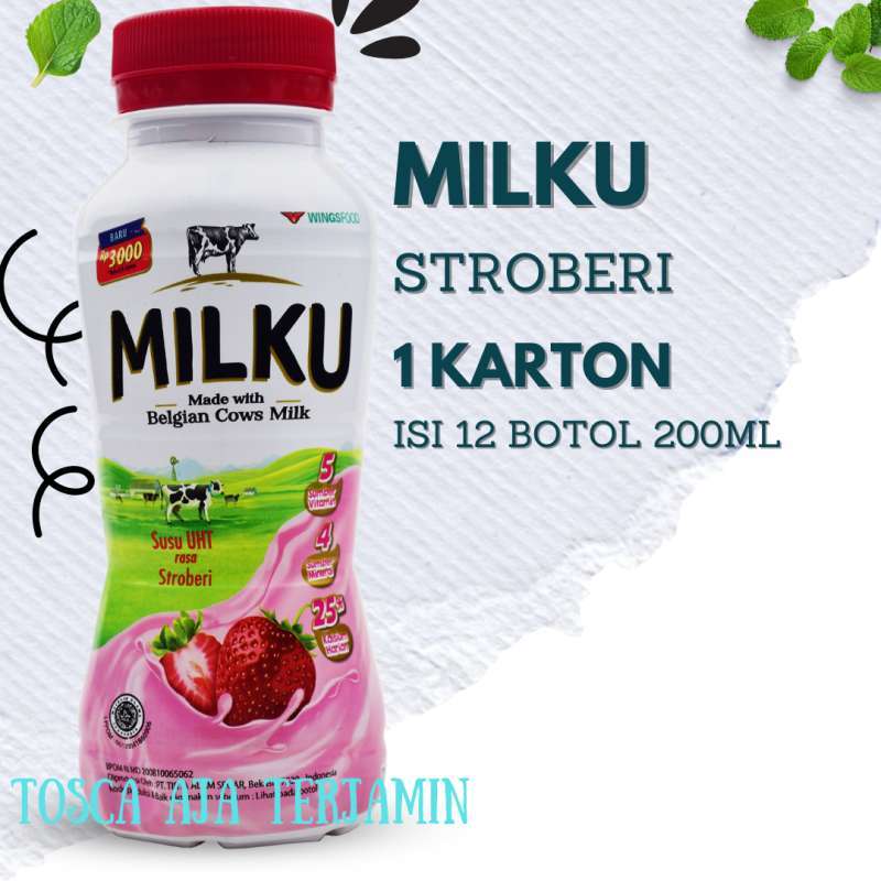 Jual Milku Coklat Dan Strawberry 200ml 1 Karton Isi 12 Botol - Strawberry Di Seller Tctosca ...