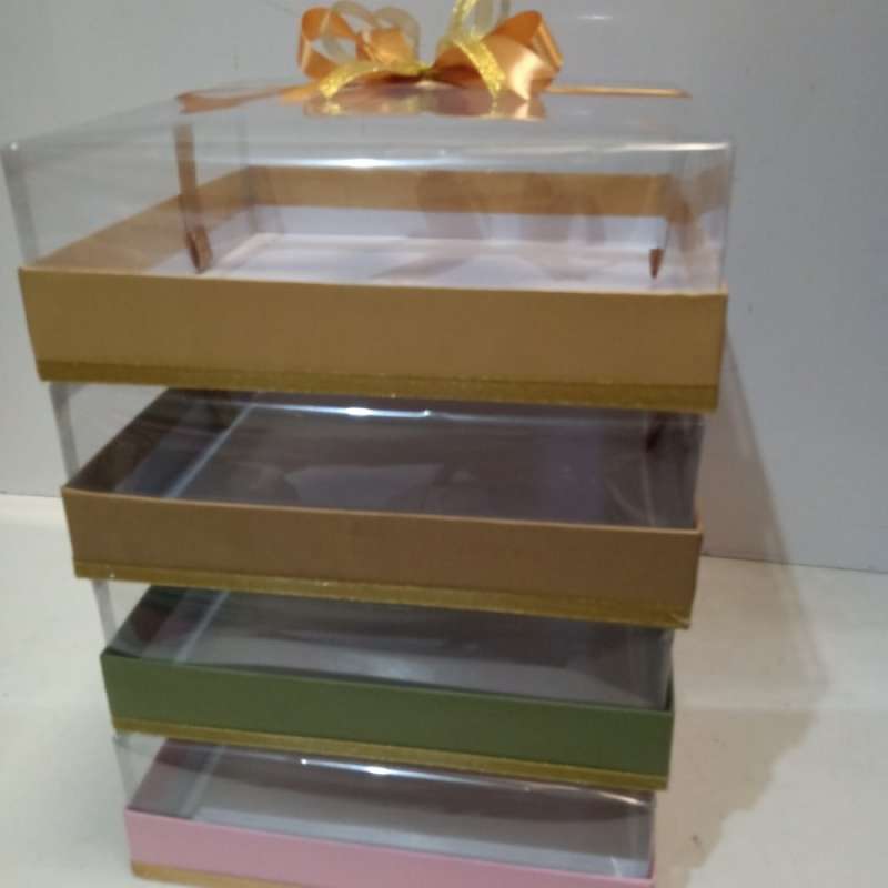 Jual Box Hantaran Untuk Kue Ukuran 30*30*5 Tinggi Mika 10cm Dg Pita ...