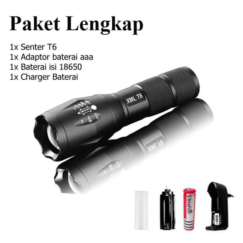 Jual Trend - Senter Led T6 1 Set Lengkap Swat Police Super Terang - Plus Box Hijau Di Seller ...