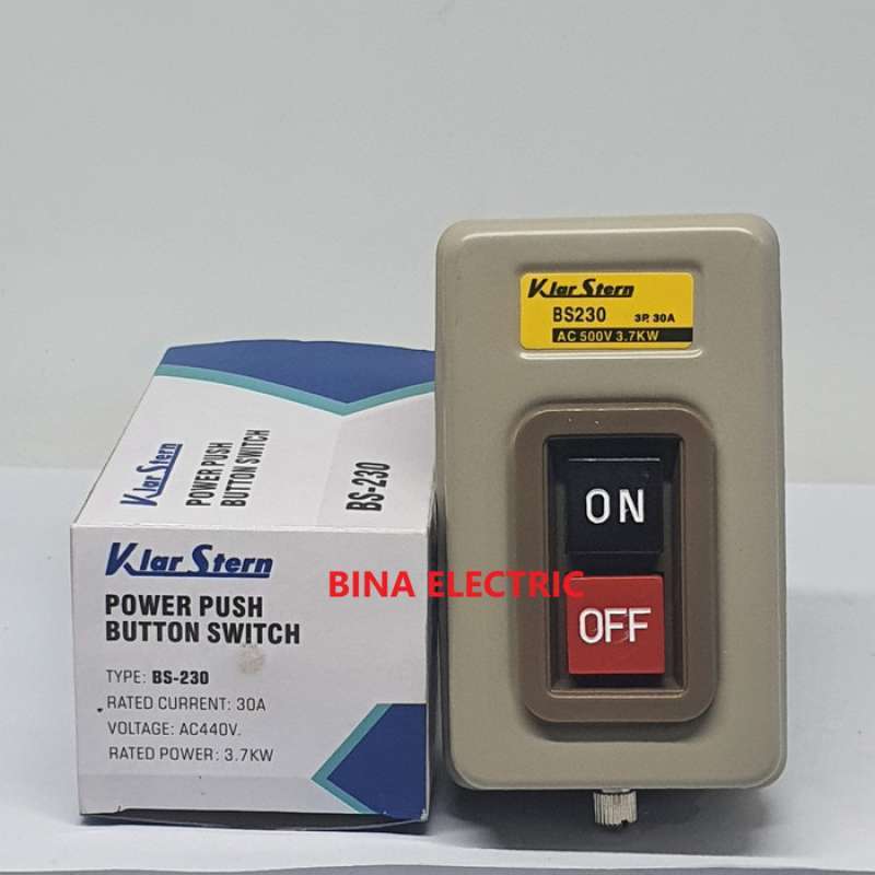 Jual Power Push Button Switch On-off Klar Stern Bs230 3p 30a 3.7kw 440v ...