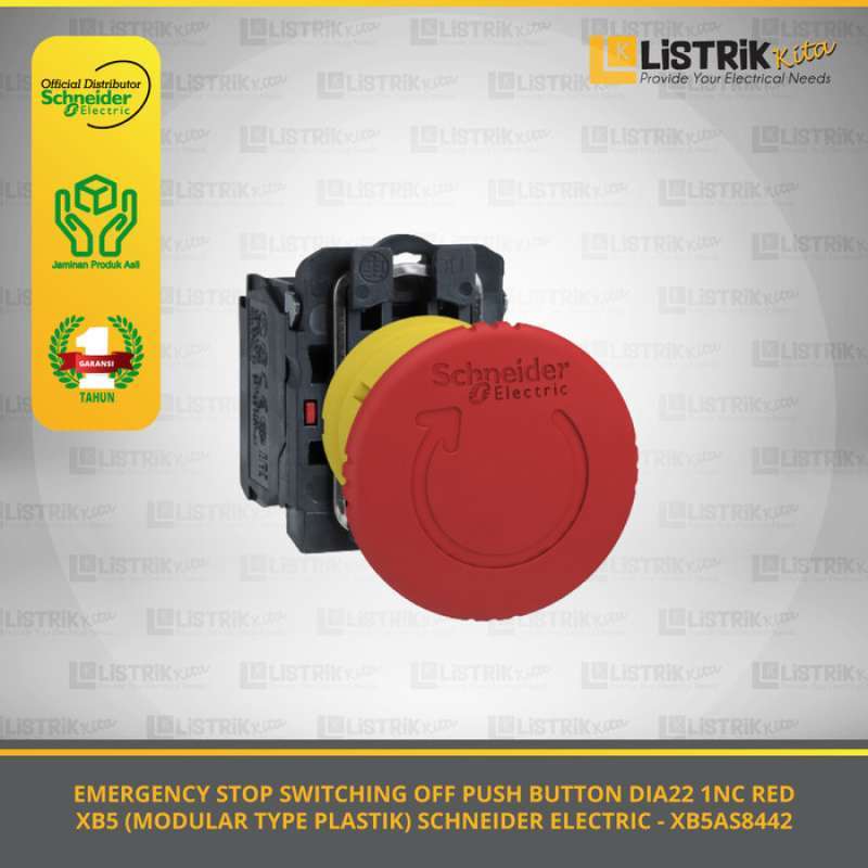 Jual Schneider Emergency Stop Switching Off Pushbutton Dia22 Latching ...