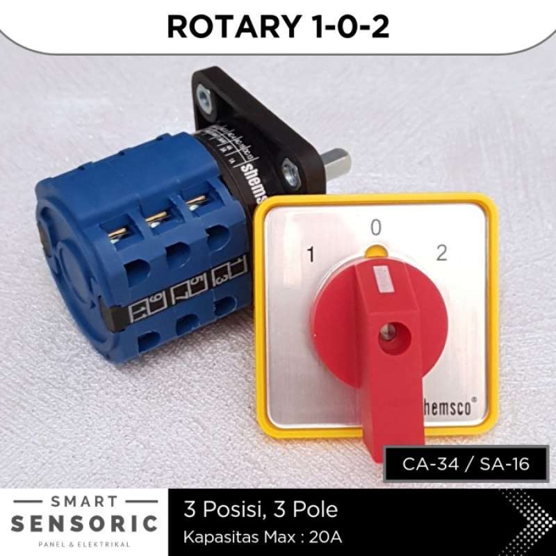 Jual Shemsco Ca-34-1-0-2 Rotary Selector Switch 3 Pole 3 Posisi Di ...