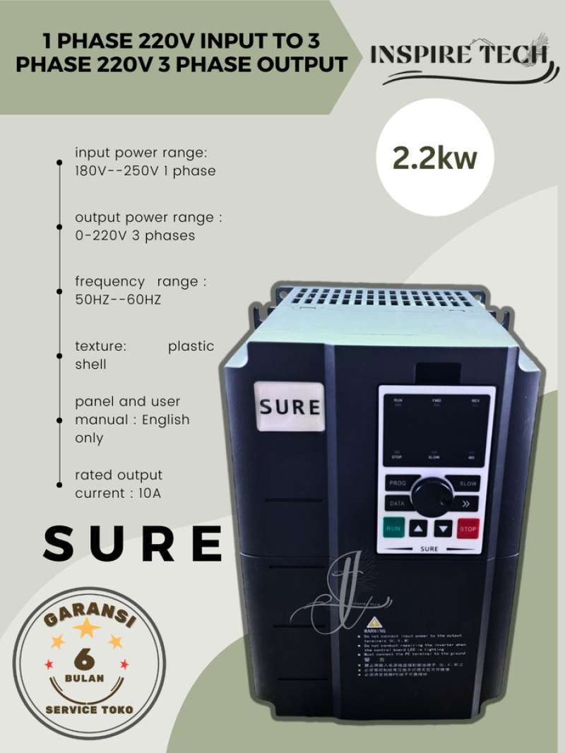 Jual Inverter Frekuensi 1phase 3phase 2.2kw 220v/380v Sure Inverter Series - 380v 2.2kw Di ...