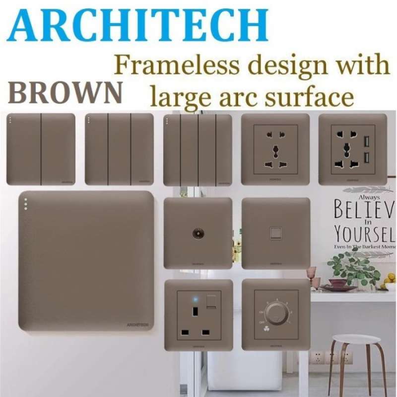 Jual Saklar / Switch Lampu Coklat Brown Series Architech Infinity A63 ...