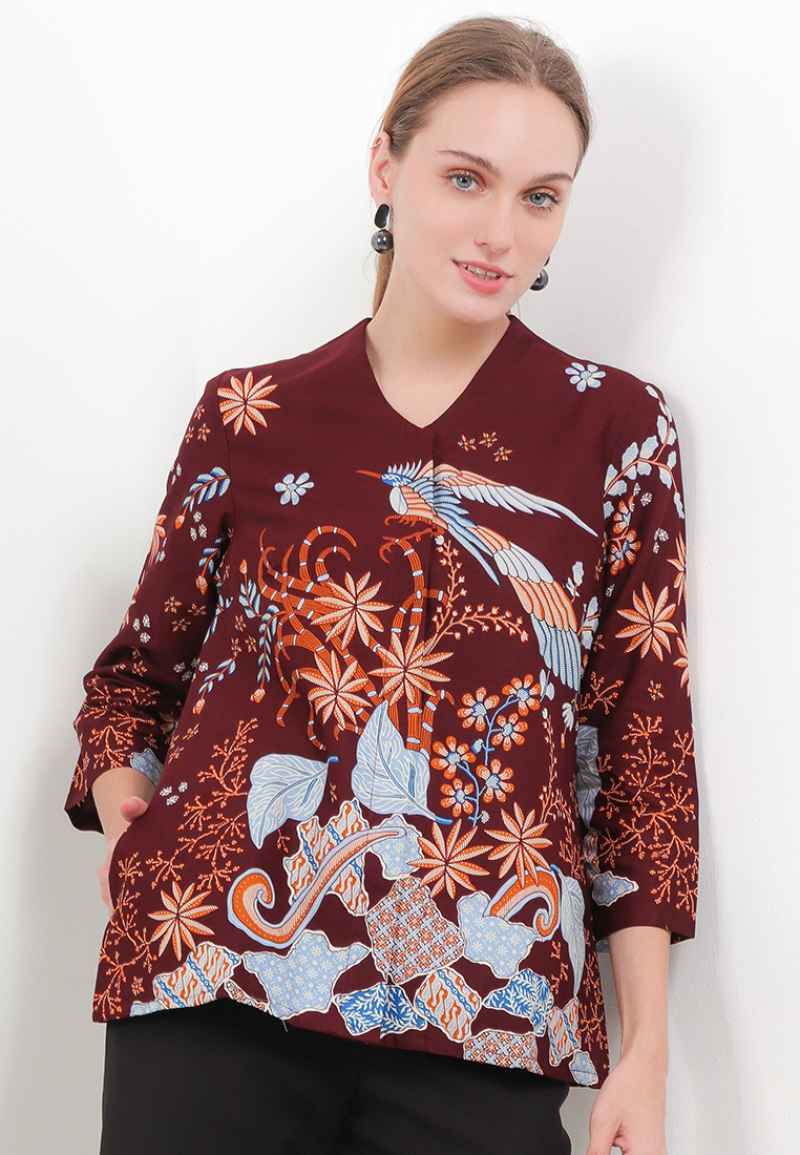 Promo Arjuna Weda Blouse Batik Sawat Manuk 18a150034 - Merah Tua Diskon ...