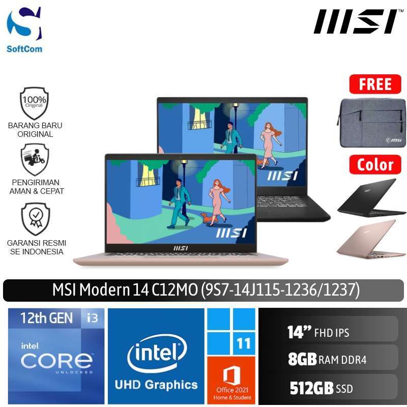 Promo Msi Modern 14 C12mo 1236 1237 Notebook [i3 1215u/8gb/512gb Ssd/14 ...